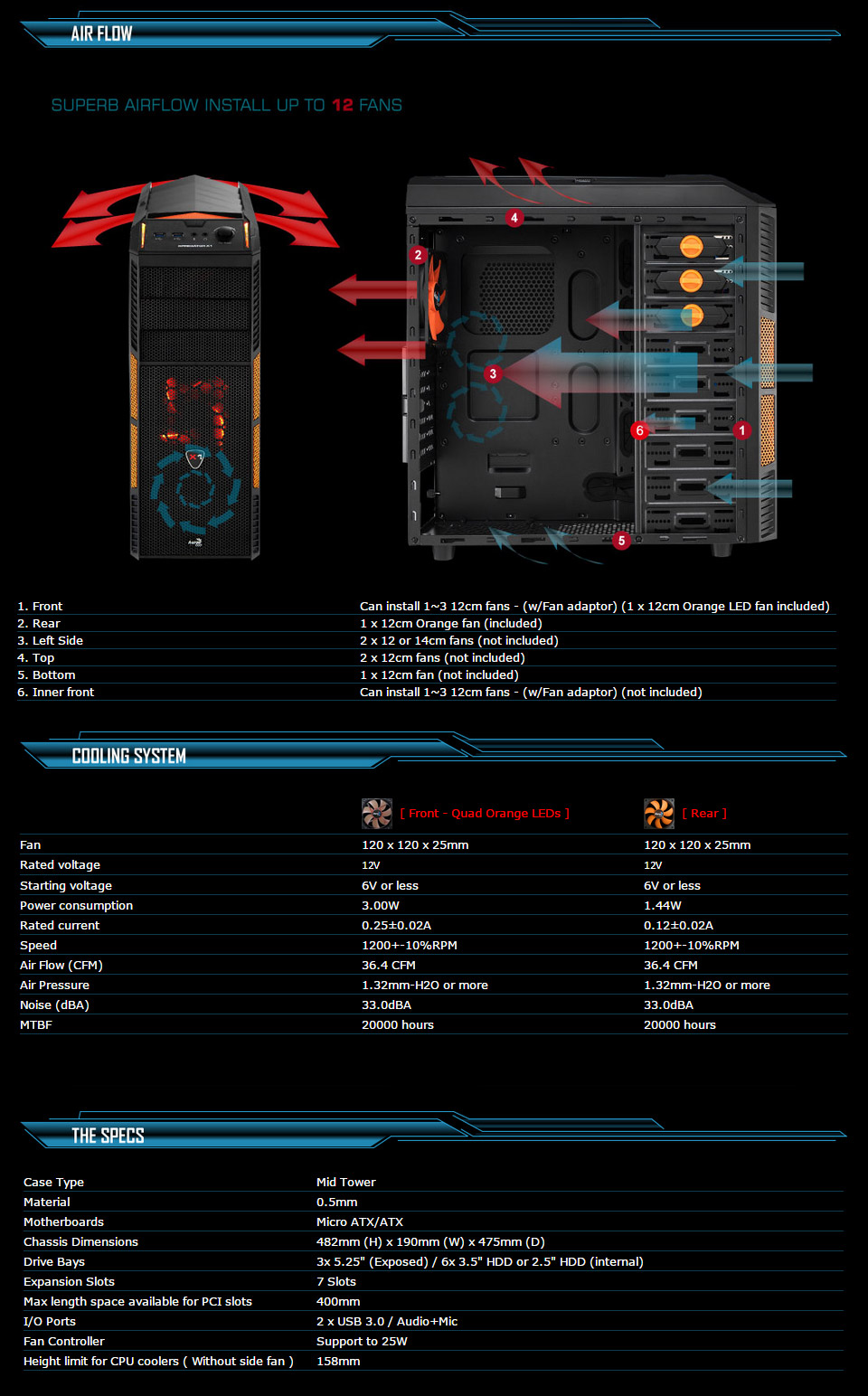 Buy Aerocool Xpredator X1 Mid Tower Case Black/Orange [AER-XPREDATOR-X1 ...