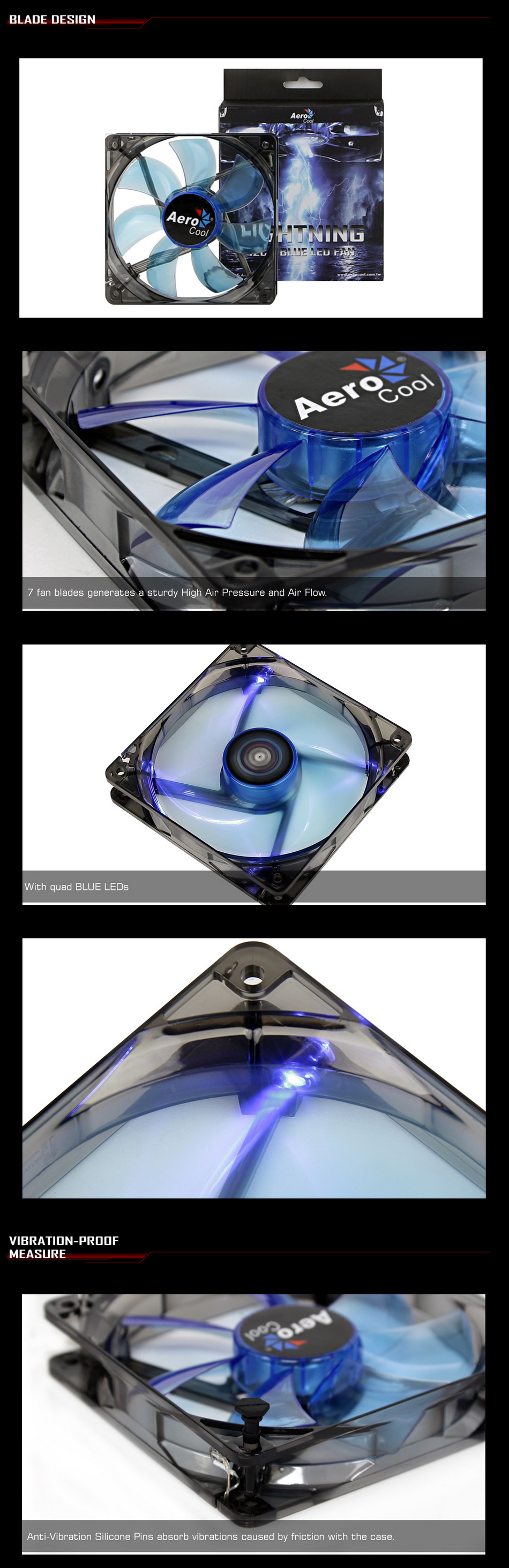 Buy Aerocool Lightning 120mm Blue LED Fan [AER-LFAN12-BL] | PC Case ...