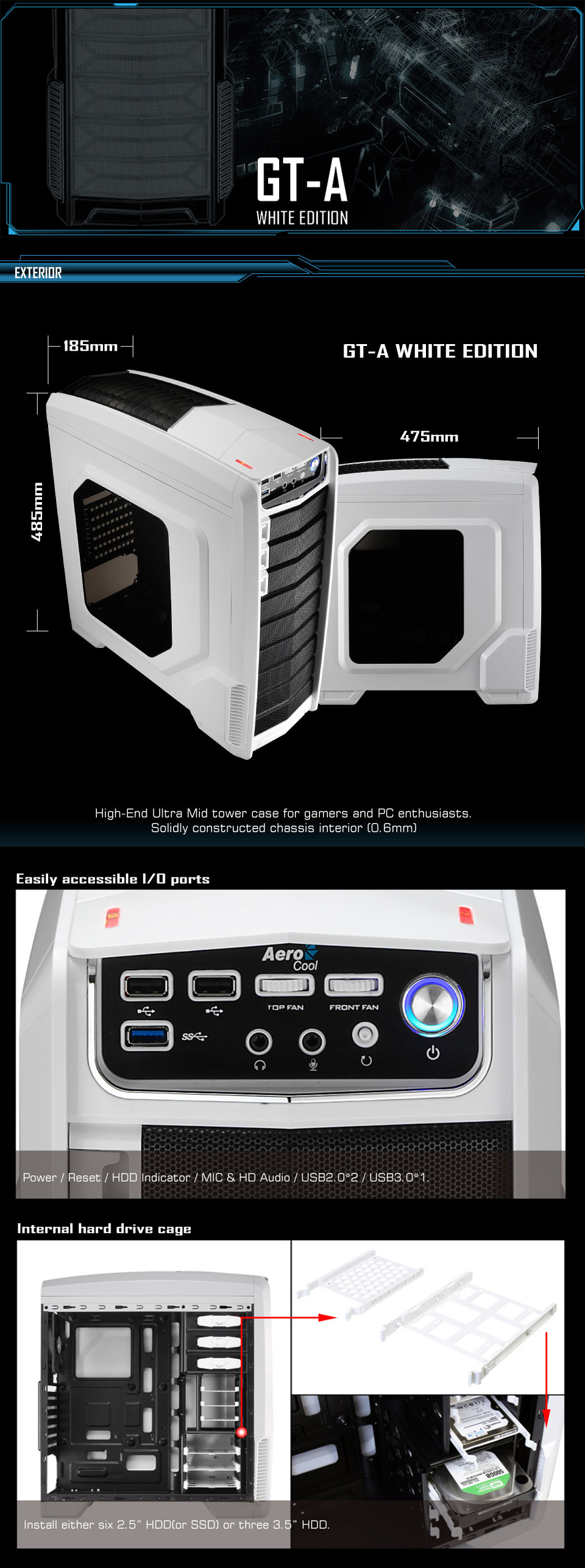 Buy Aerocool GT-A Mid Tower Case White Edition [AER-GT-A-WH] | PC Case ...