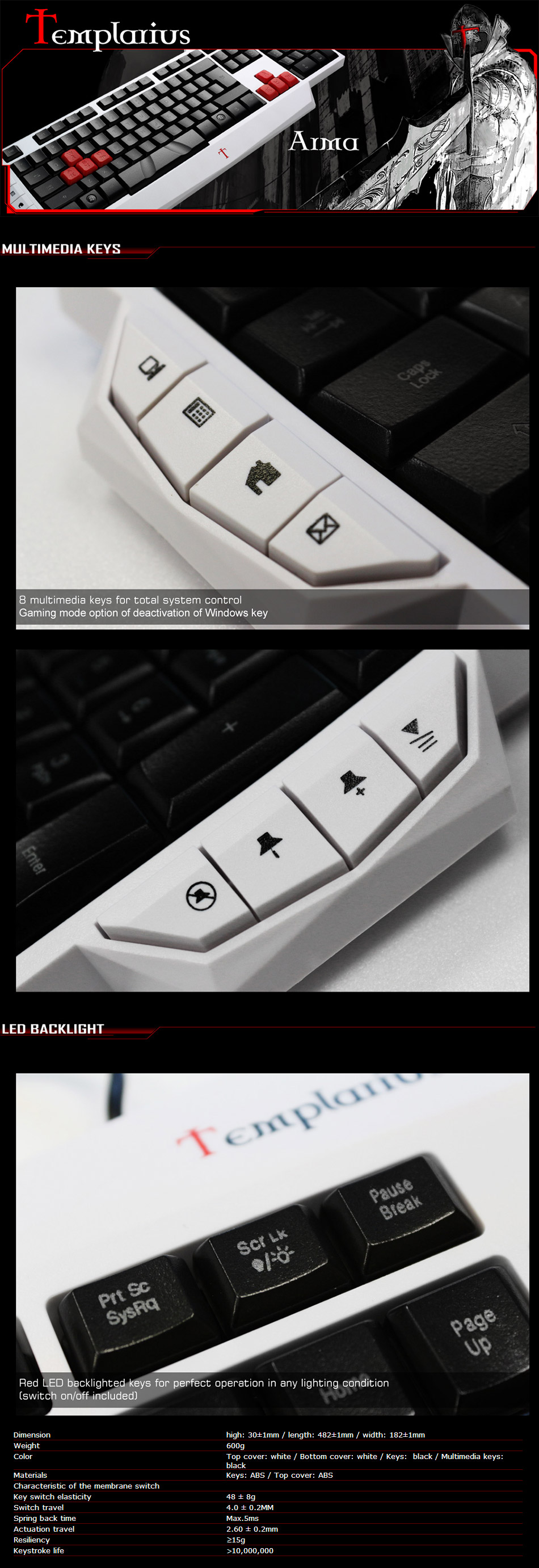 Buy Aerocool Templarius Arma Keyboard [AERO-EN54553] | PC Case Gear ...