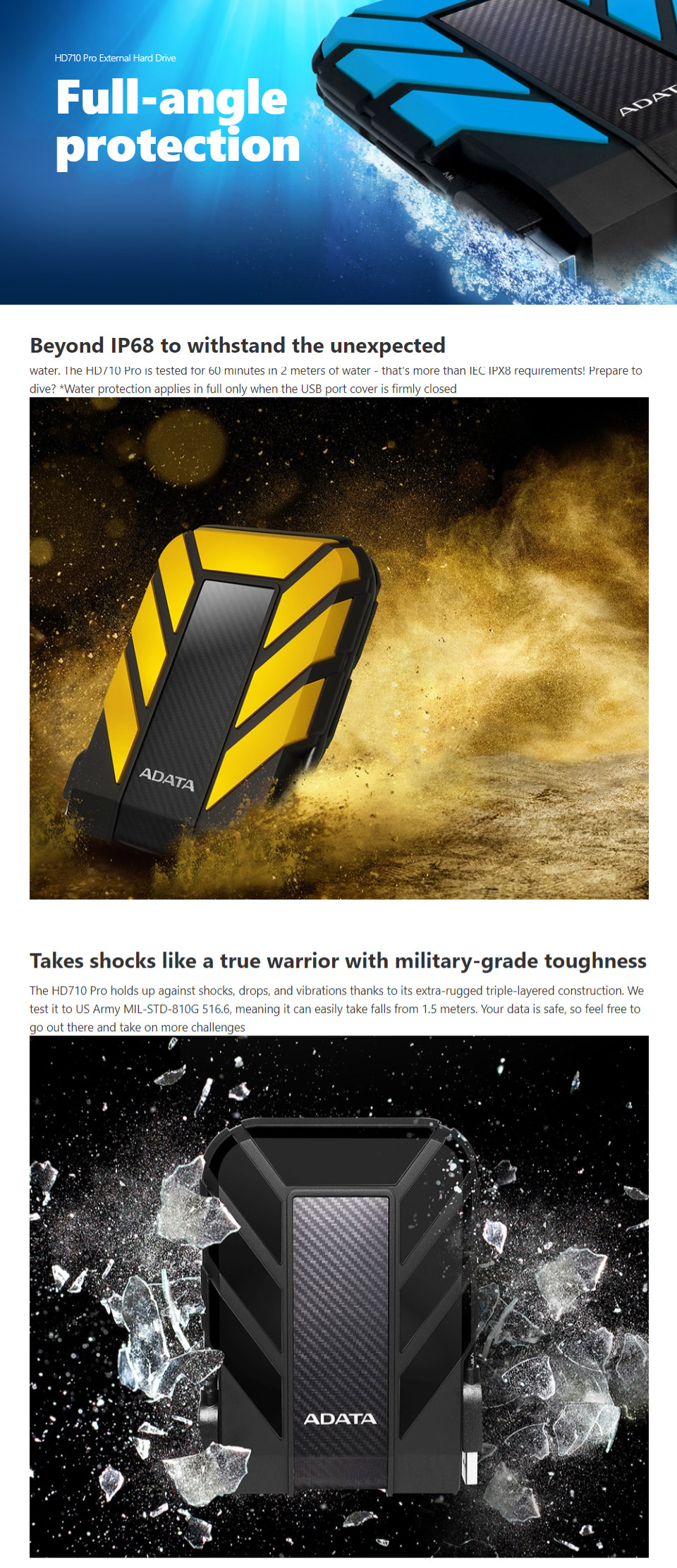 Buy ADATA HD710 Rugged IP68 Portable Drive 3TB Blue [AHD710P-3TU31-CBL ...