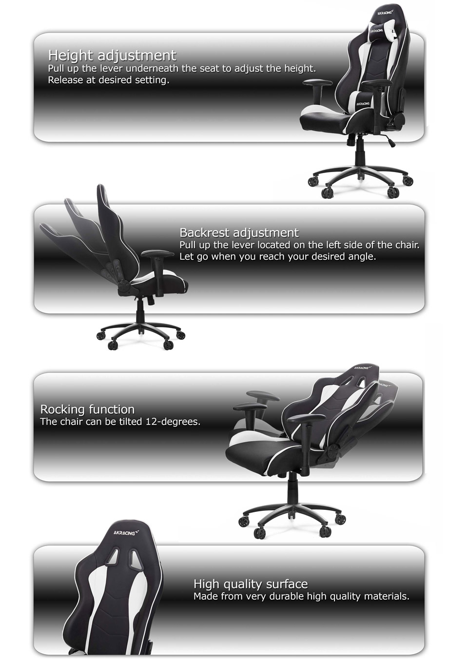 Buy AK-Racing Nitro Series Office/Gaming Chair Black/White [AK-NITRO-WT ...