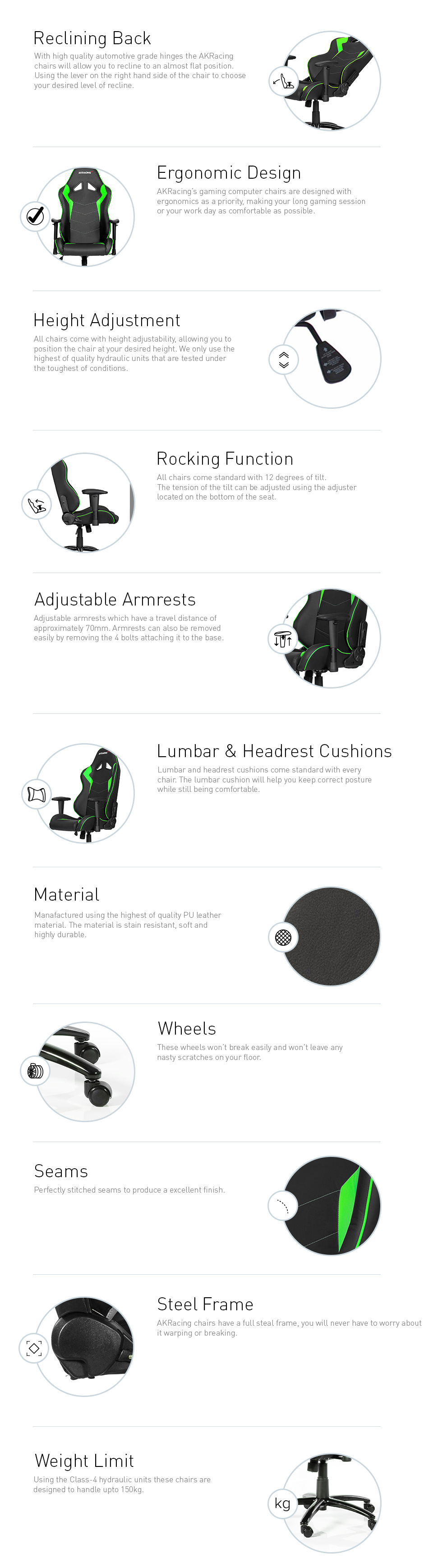 Buy AK-Racing Octane Office/Gaming Chair Black/Green [AK-OCTANE-GN ...