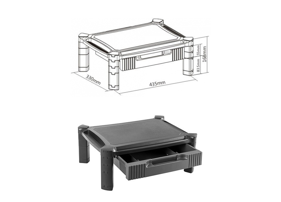 Buy Brateck AMS-2 Height Adjustable Monitor Stand with Drawer [AMS-2 ...