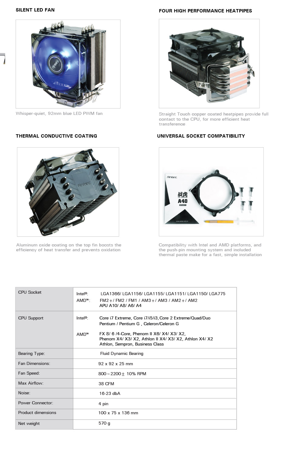 Buy Antec Air Cooler A40 Pro Advanced CPU Cooler [ANT-AC-A40PRO] | PC ...