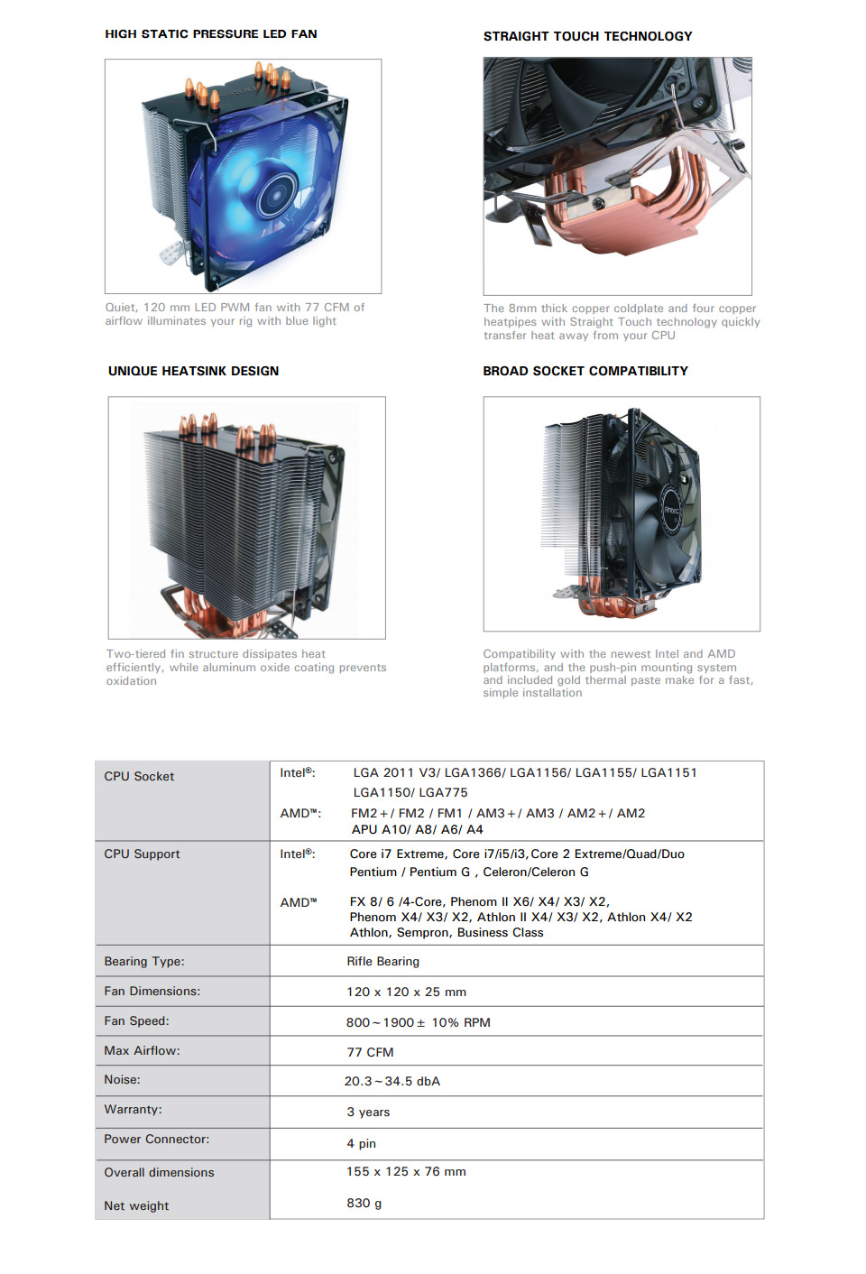 Buy Antec Air Cooler C400 Elite Performance CPU Cooler [ANT-AC-C400 ...