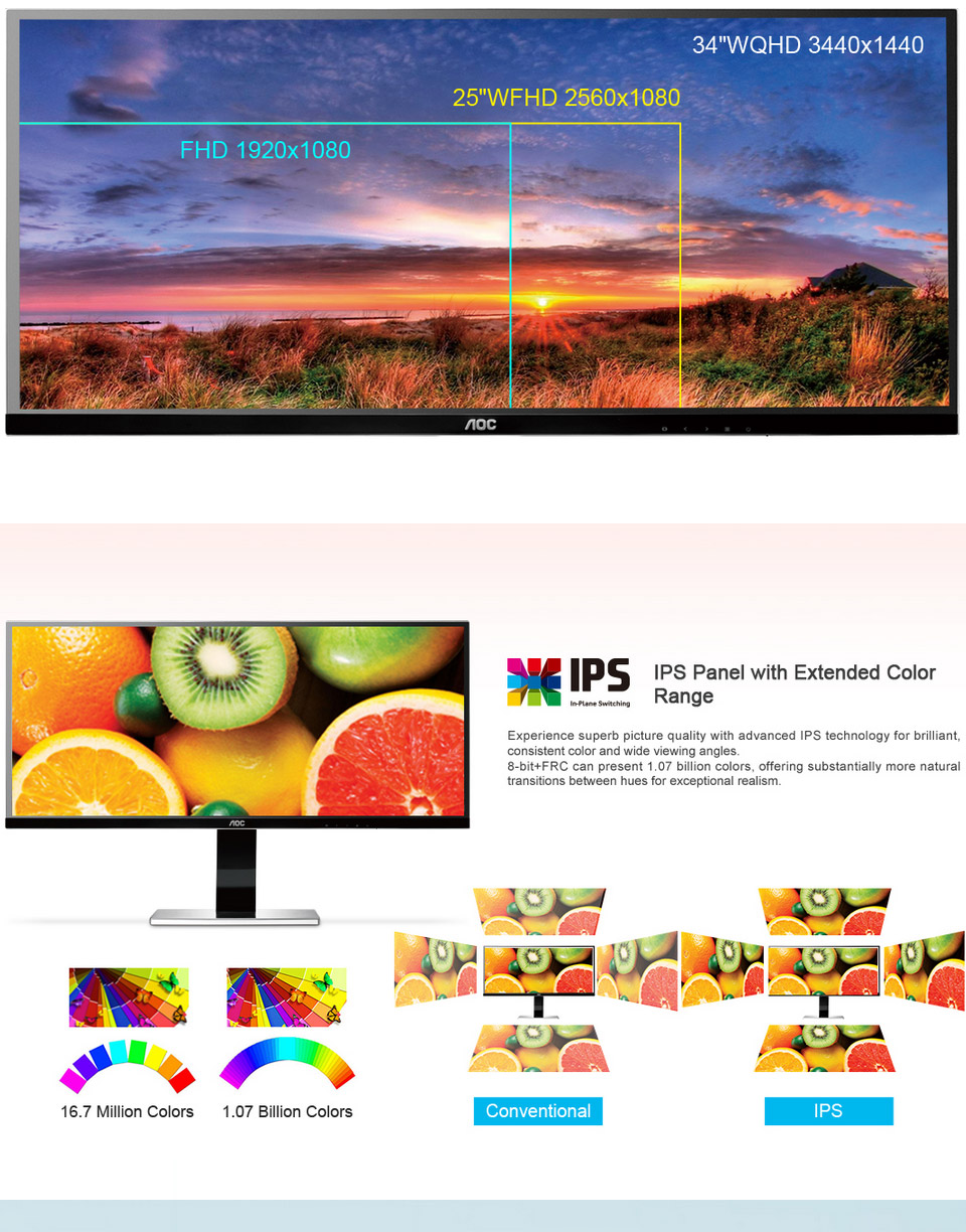 Buy AOC U3477PQU 34in Ultrawide WQHD IPS Monitor [AOC-U3477PQU] | PC ...