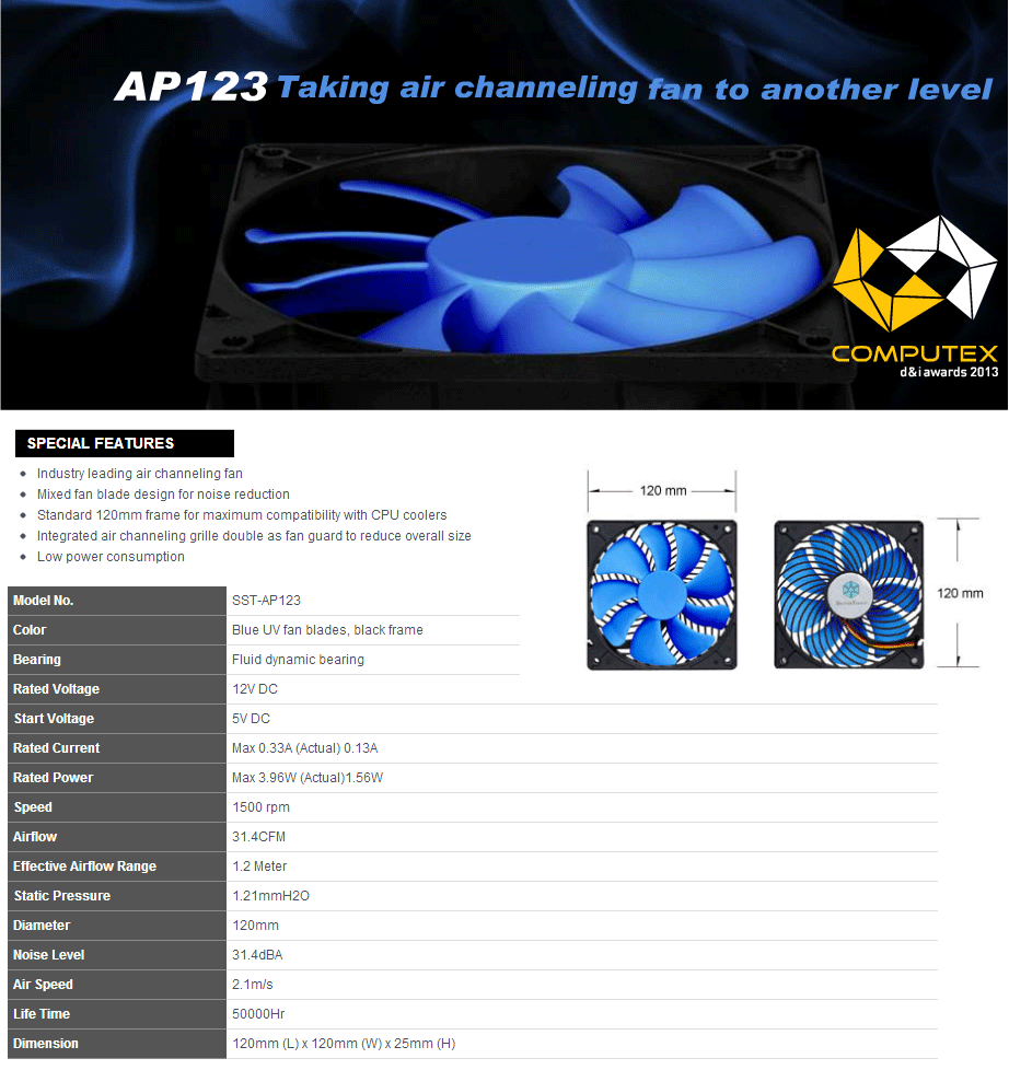 Buy Silverstone AP123 120mm Air Penetrator Fan [SST-AP123] | PC Case ...