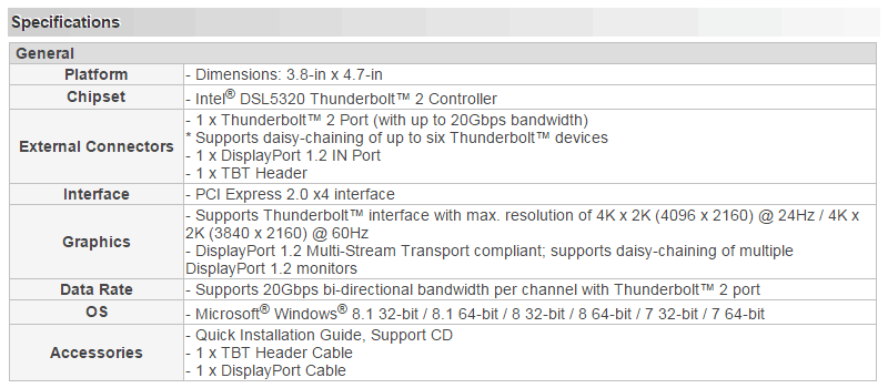Buy ASRock Thunderbolt 2 Controller Card [AR-THUNDERBOLT2] | PC Case ...
