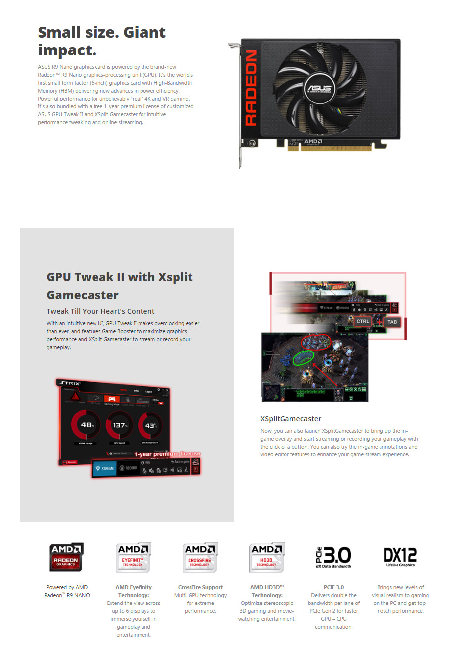 Buy ASUS Radeon R9 Nano 4GB [R9NANO-4G] | PC Case Gear Australia