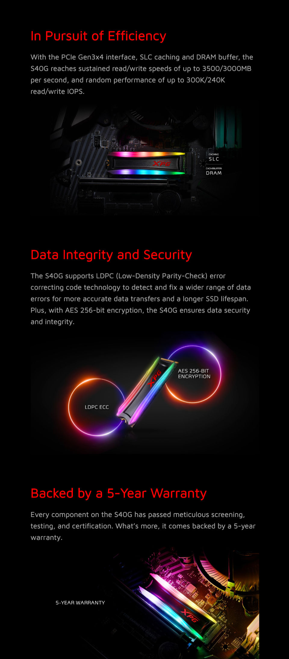 Buy ADATA XPG S40G RGB M.2 NVMe SSD 1TB [AS40G-1TT-C] | PC Case Gear ...