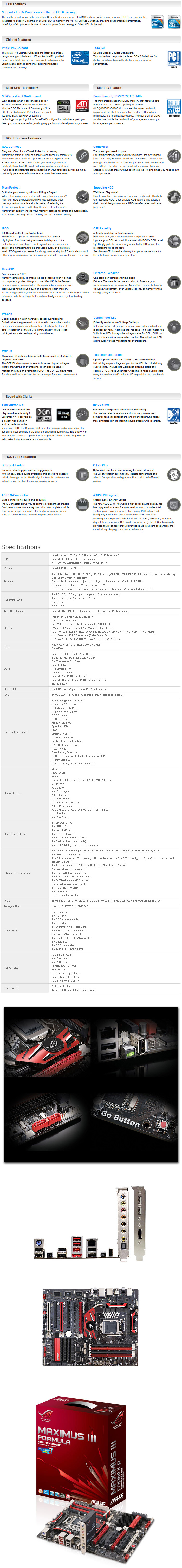 Buy ASUS Maximus III Formula [MAXIMUS-III-FORMULA] | PC Case Gear Australia