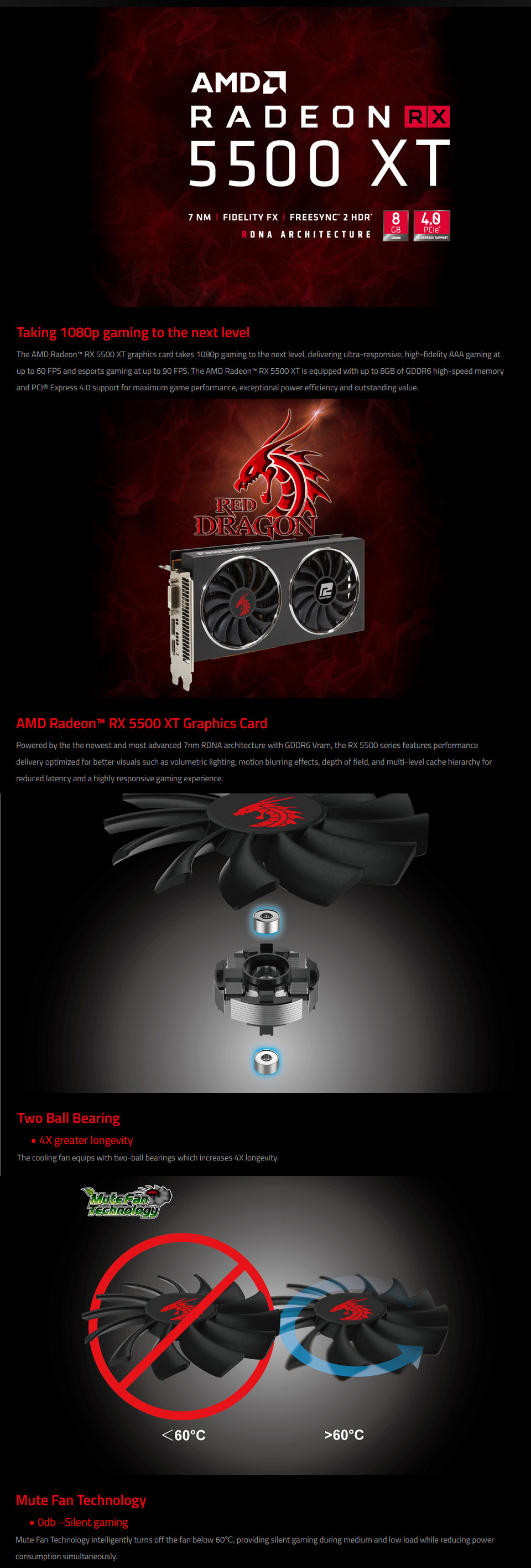 Buy PowerColor Radeon RX 5500 XT Red Dragon 8GB [AXRX-5500XT-8GBD6-DHR ...