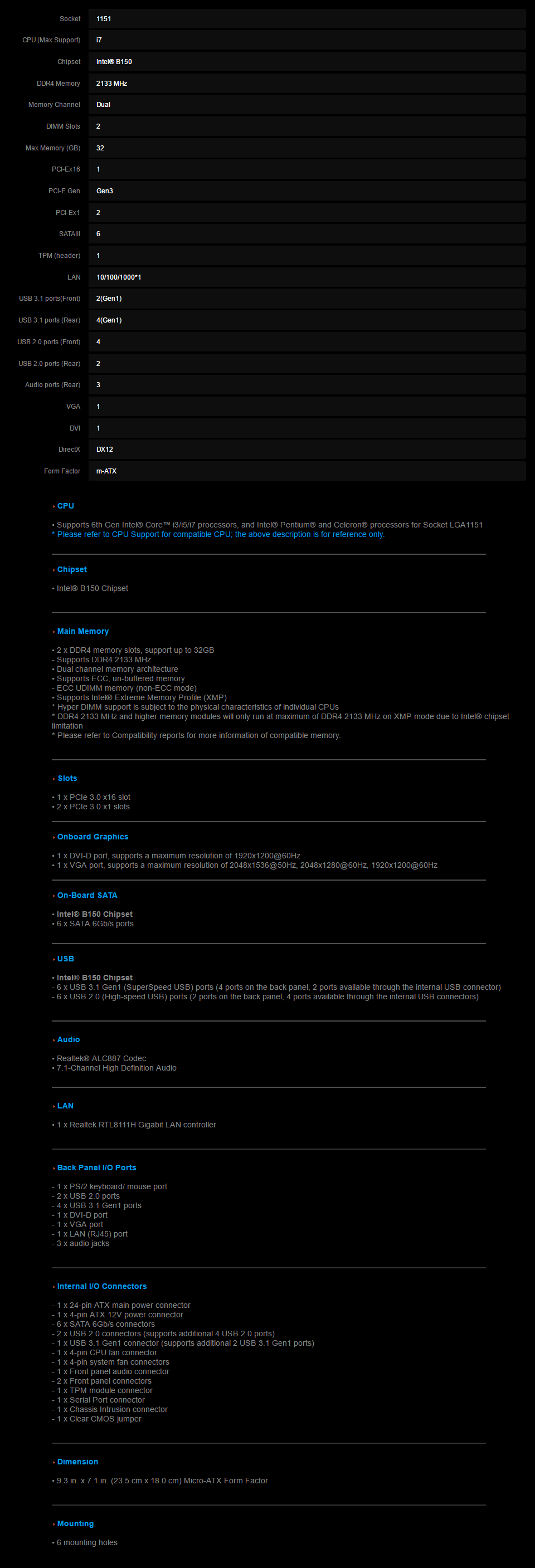 Buy MSI B150M PRO-VD Motherboard [B150M-PRO-VD] | PC Case Gear Australia