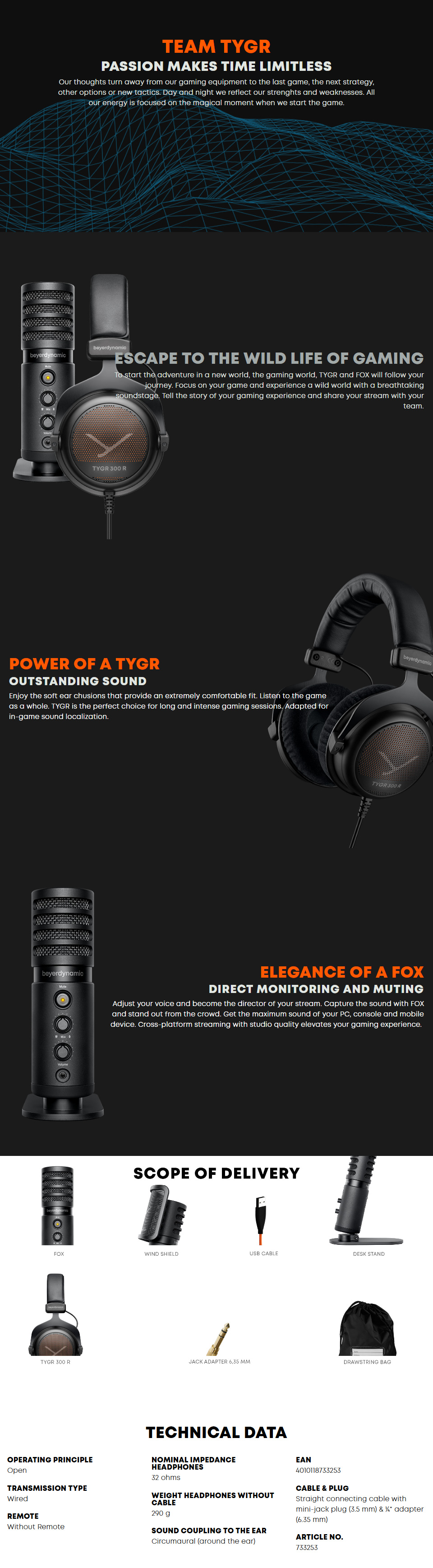 Buy Beyerdynamic TYGR 300R Headphone and FOX USB Microphone Bundle [BD ...