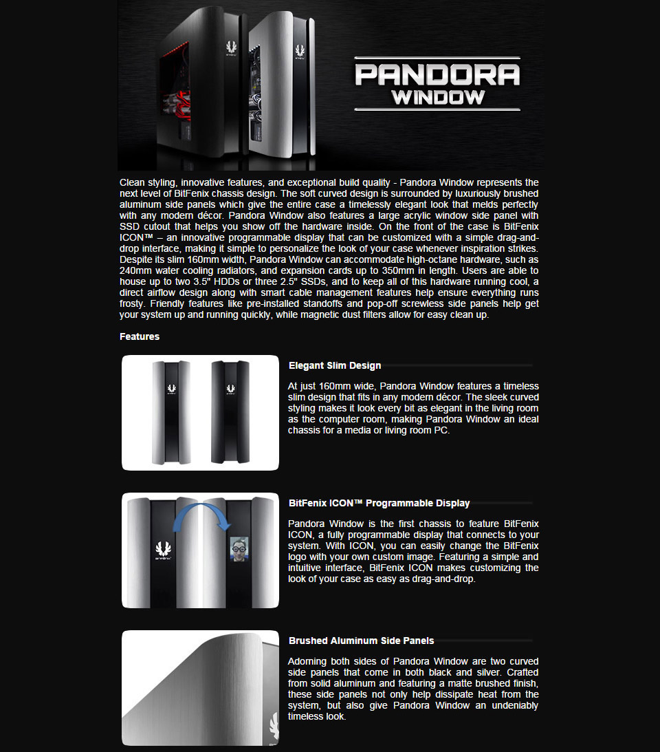 Buy BitFenix Pandora Silver Icon Case with Window [CABF-PAN-DSL-W] | PC ...