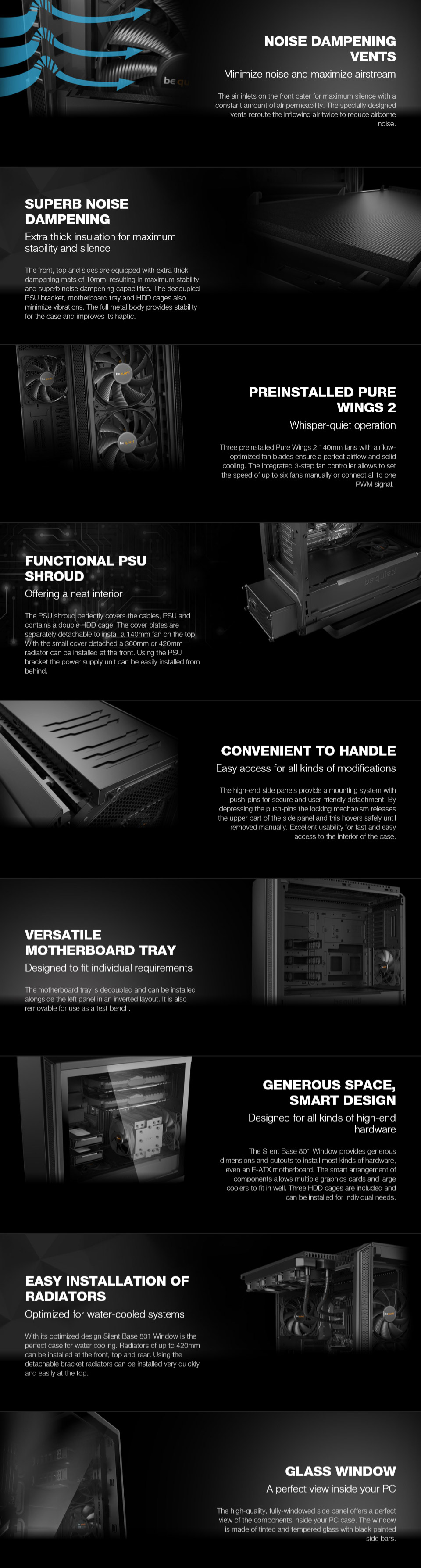 Buy be quiet! Silent Base 801 TG Case Black [BGW29] | PC Case Gear ...