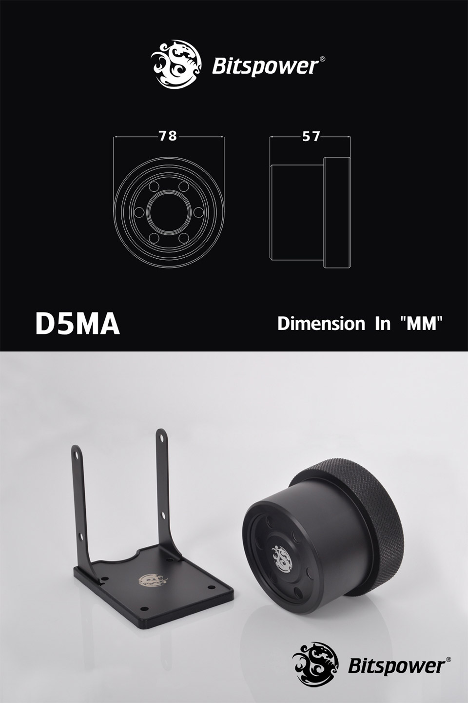 Buy Bitspower D5/MCP655 Pump Mod Kit Matte Black [BP-D5MA-MBK] | PC ...
