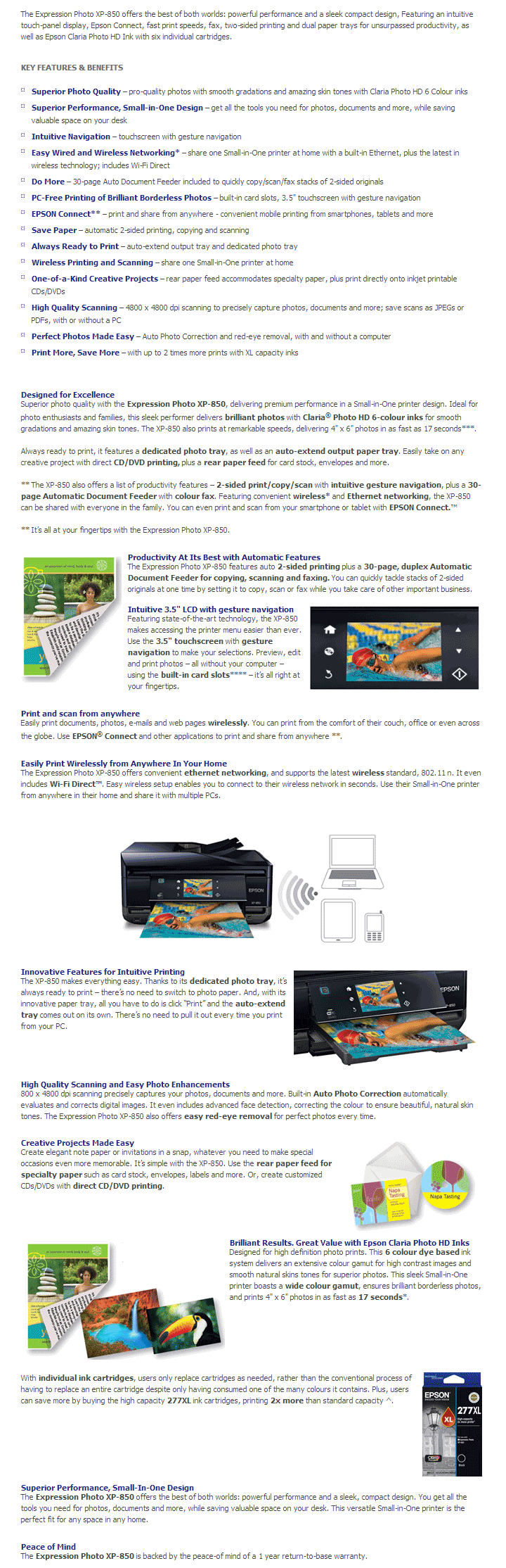 Buy Epson Expression Photo XP-850 Multifunction Printer [C11CC41401 ...