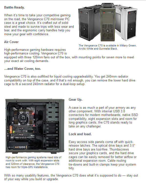 Buy Corsair Vengeance C70 Mid Tower Gaming Case Military Green [CC70 ...