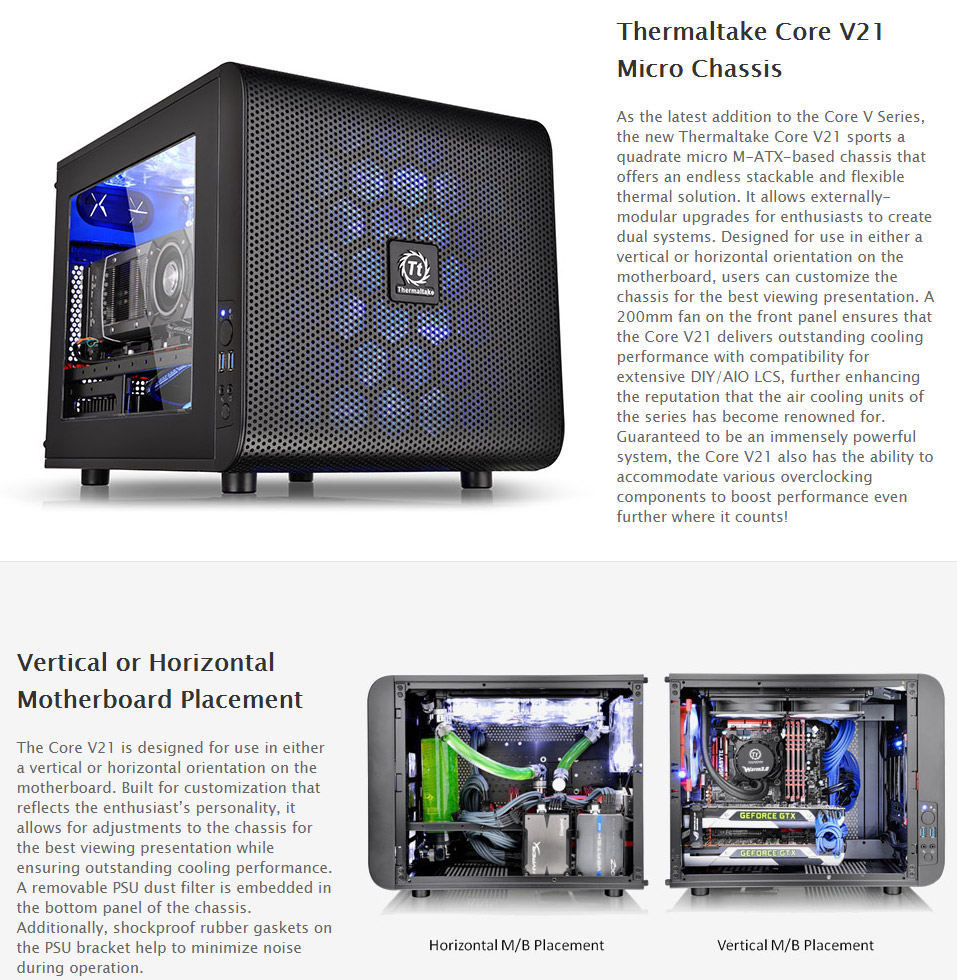 Buy Thermaltake Core V21 Micro Chassis [CA-1D5-00S1WN-00] | PC Case ...