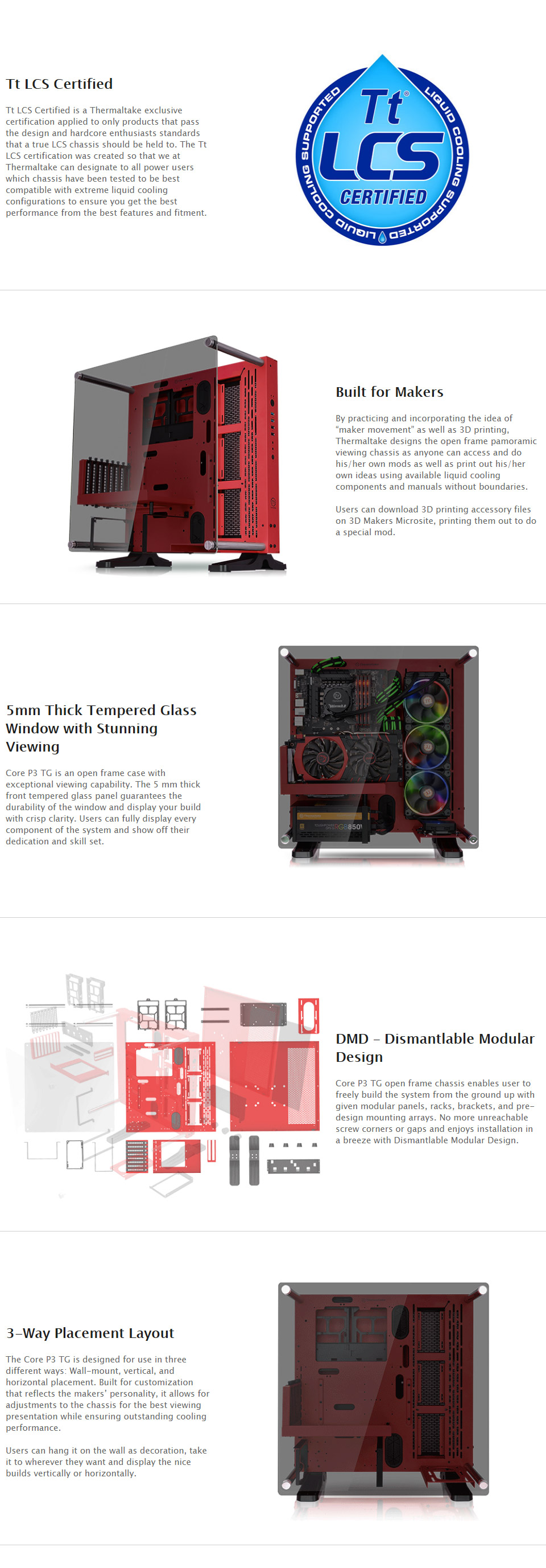 Buy Thermaltake Core P3 TG Red Edition ATX Open Frame Chassis [CA-1G4 ...