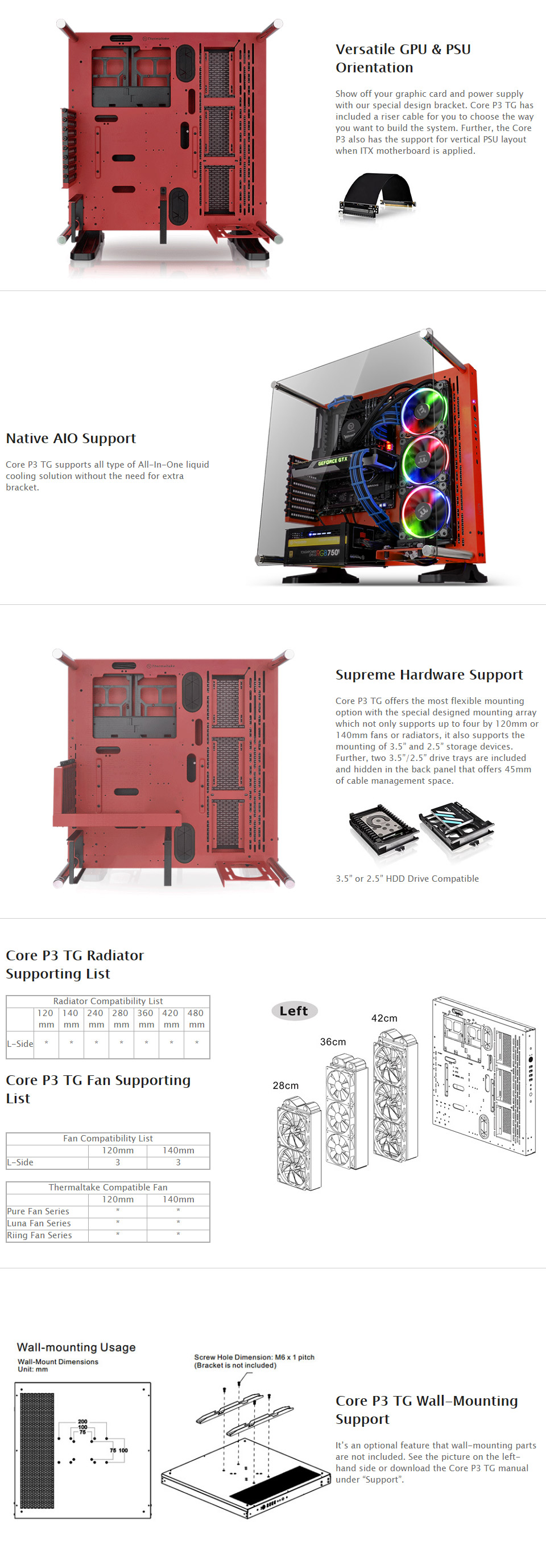Buy Thermaltake Core P3 TG Red Edition ATX Open Frame Chassis [CA-1G4 ...