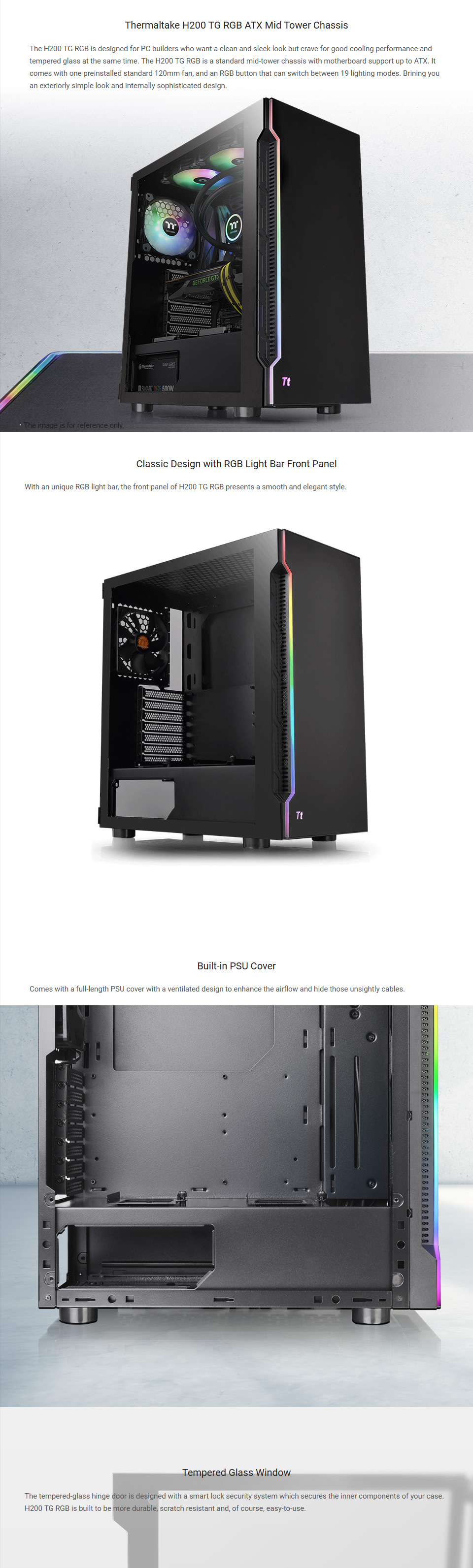 Buy Thermaltake H200 RGB Tempered Glass Mid Tower Chassis Black [CA-1M3 ...