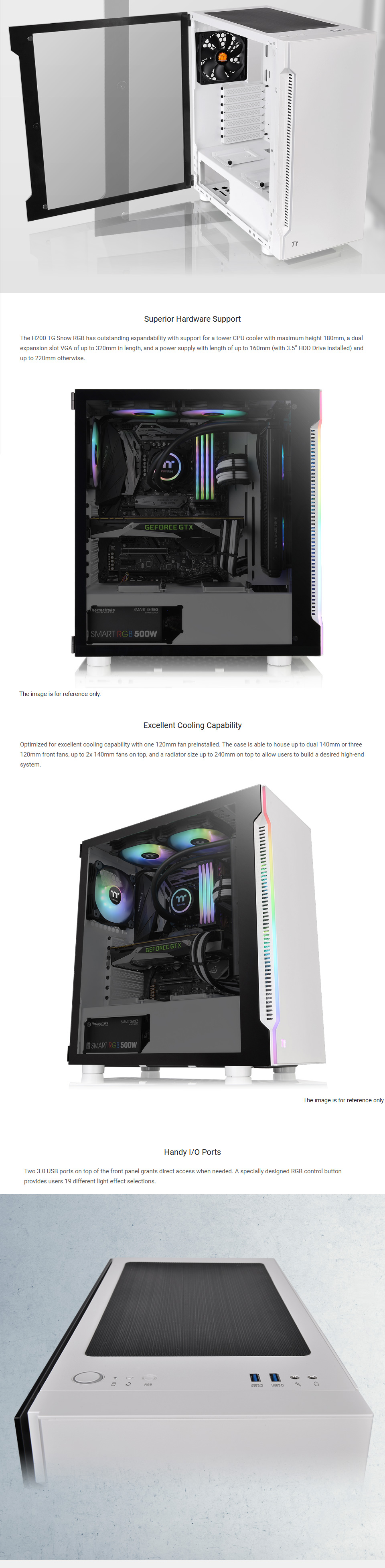 Buy Thermaltake H200 RGB Tempered Glass Mid Tower Chassis White [CA-1M3 ...