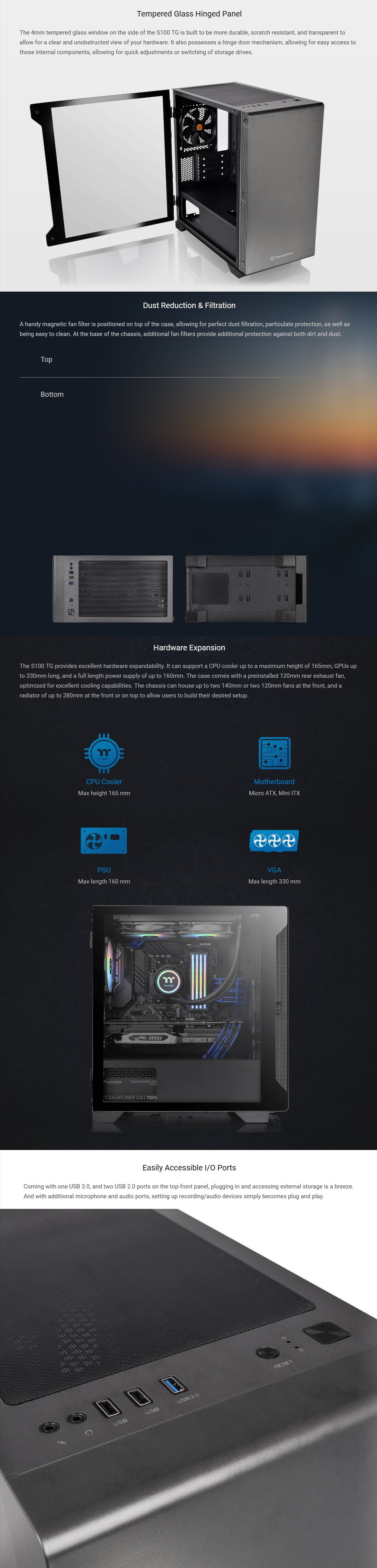 Buy Thermaltake S100 Black Edition Tempered Glass mATX Case [CA-1Q9 ...