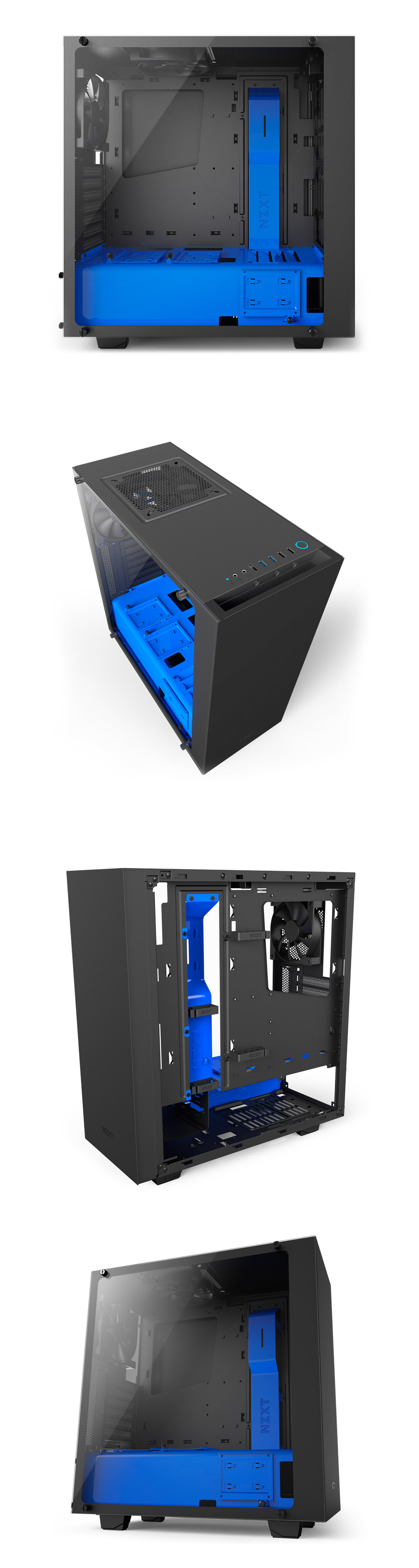 Buy NZXT S340 Elite Matte Black and Blue [CA-S340W-B5] | PC Case Gear ...