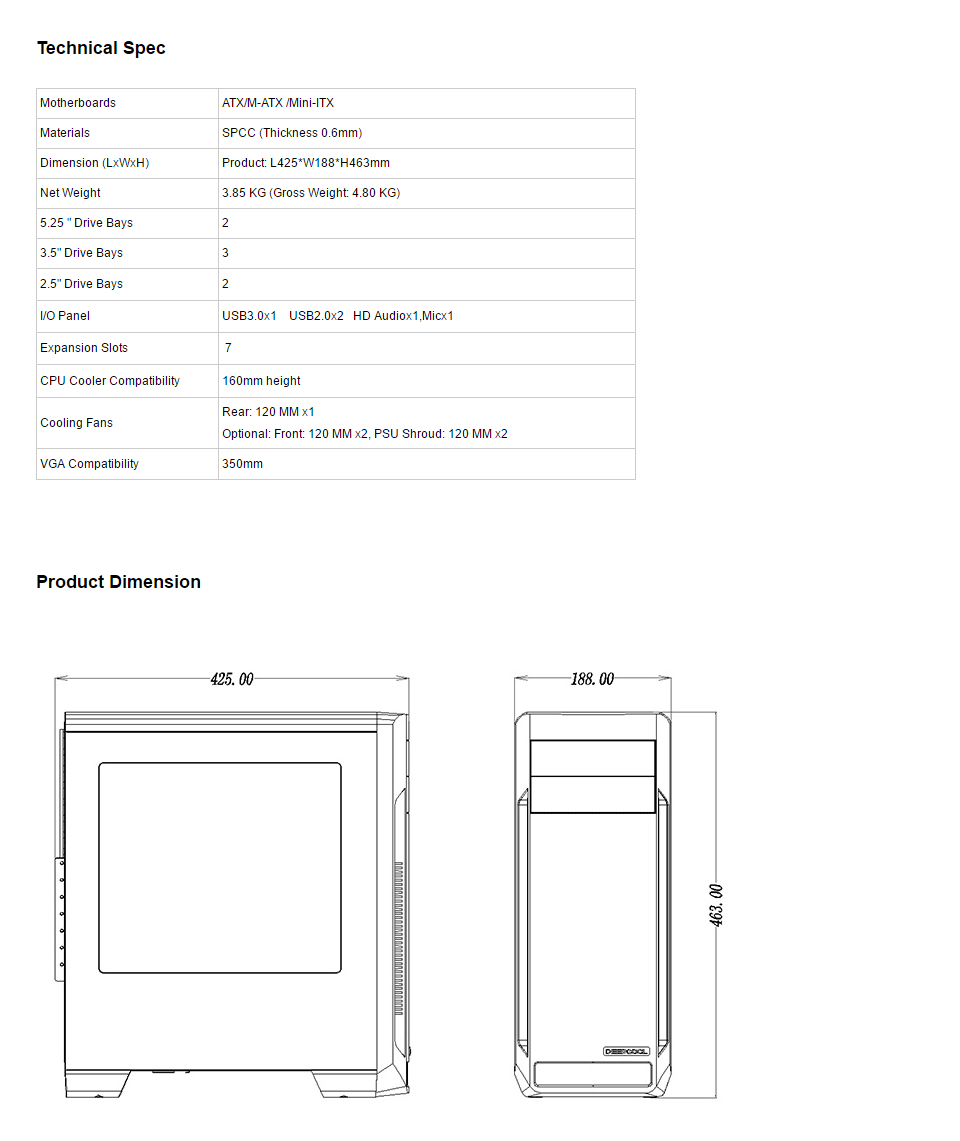 Buy Deepcool D-Shield Tower Case with Window [CASE-DSHIELD] | PC Case ...