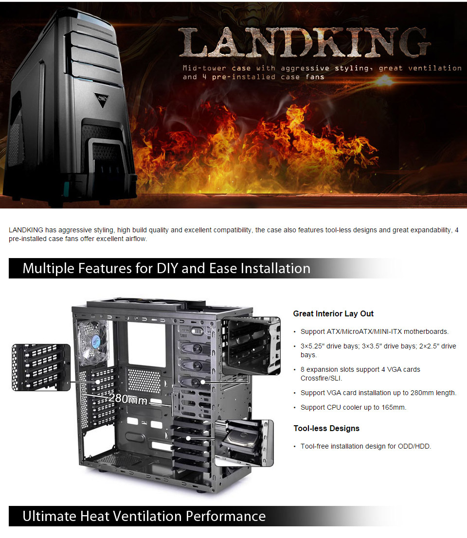Buy Deepcool LandKing ATX Mid Tower Case [CASE-LANDKING] | PC Case Gear ...