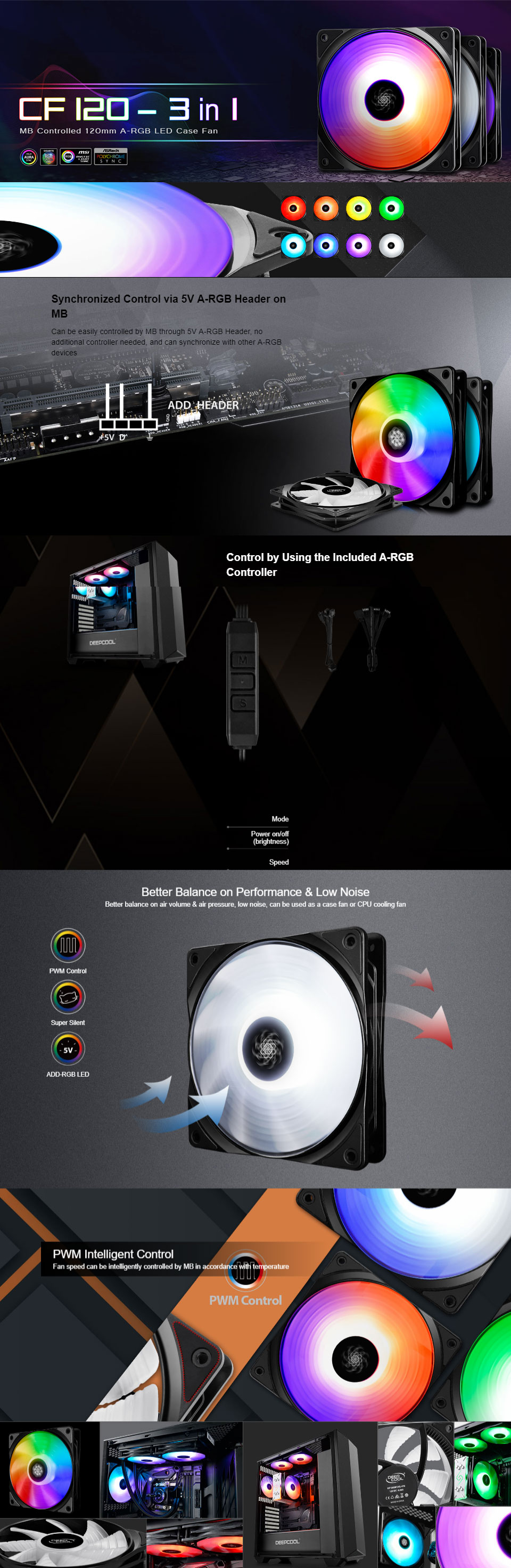 Buy Deepcool CF-120 ARGB Fan 120mm 3 Pack [DP-FA-RGB-CF120-3] | PC Case ...