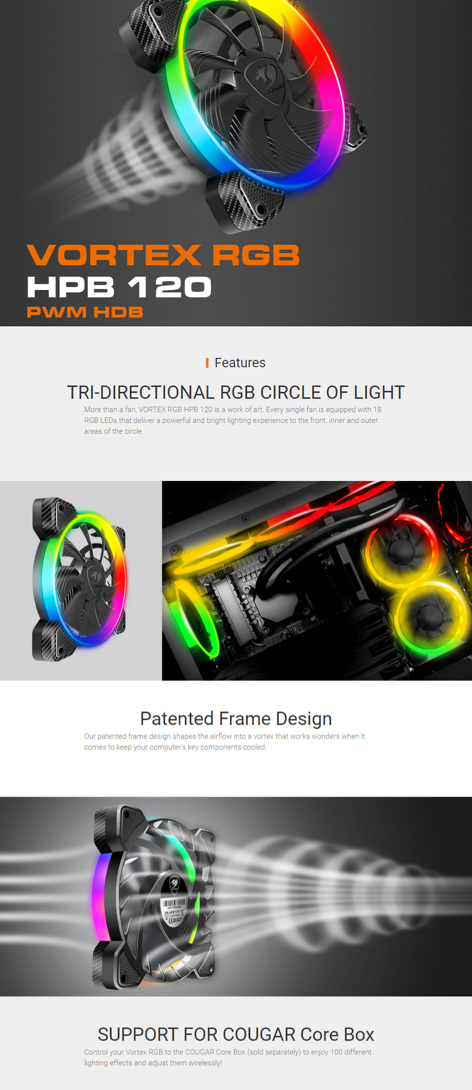 Buy Cougar Vortex V12HB ARGB Fan 120mm [CGR-CF-V12HB-RGB] | PC Case ...