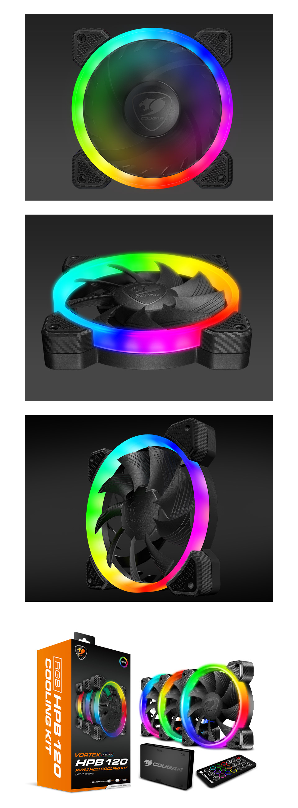 Buy Cougar Vortex ARGB Cooling Kit [CGR-CF-V12SET-RGB] | PC Case Gear ...