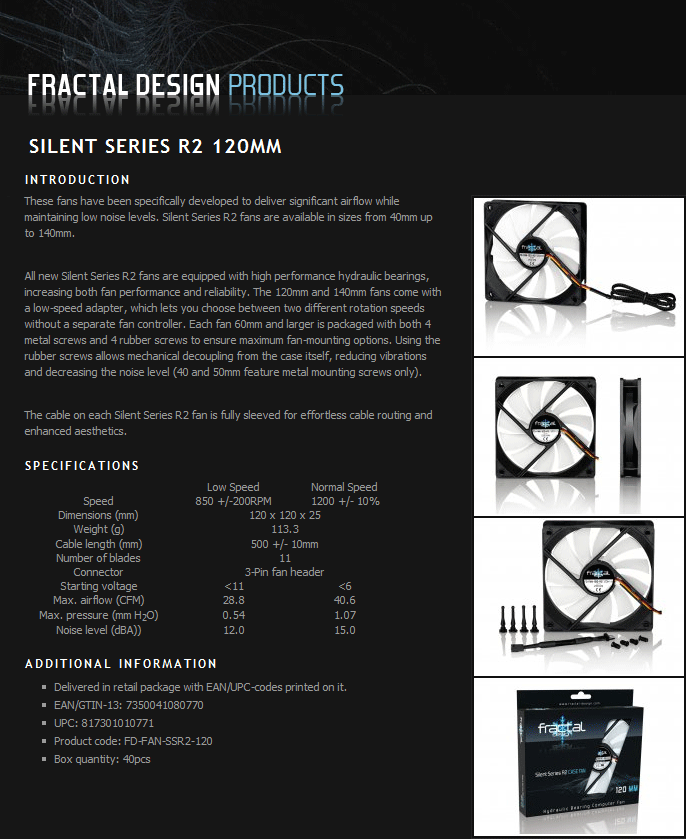 Buy Fractal Design Silent Series R2 120mm Fan [CFAN-FDSS120] | PC Case ...