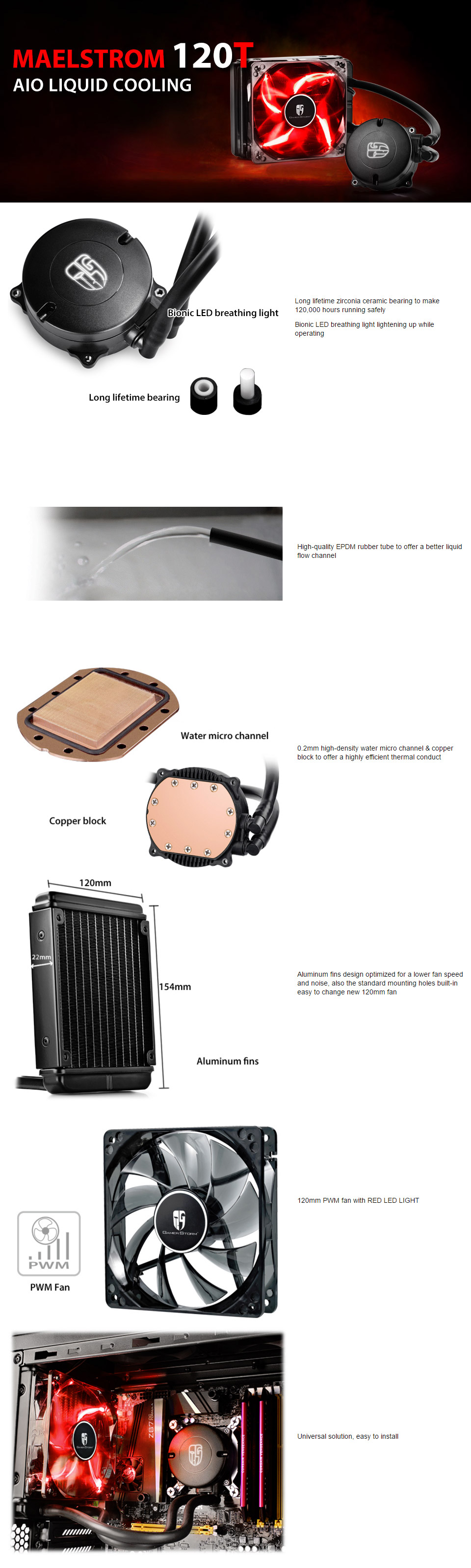 Buy Deepcool Maelstrom 120T AIO Liquid Cooler Red LED Fan [MAELSTROM ...