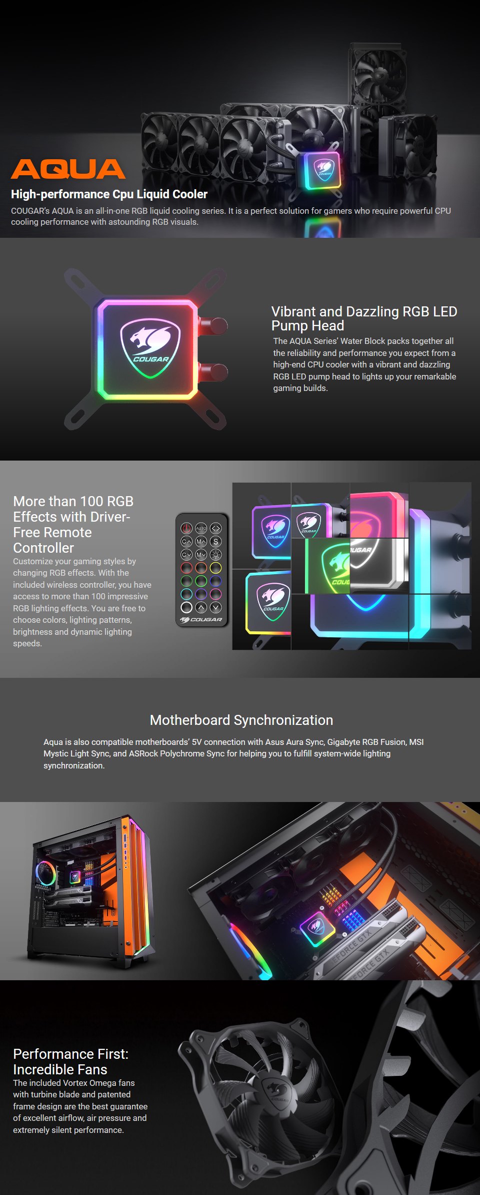 Buy Cougar Aqua 280 RGB AIO Liquid CPU Cooler [CGR-AQUA280] | PC Case ...