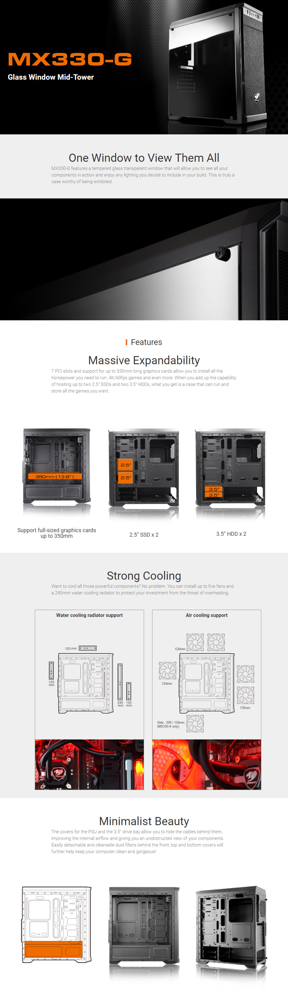 Buy Cougar MX330-G TG Mid Tower Gaming Case [CGR-MX330-G] | PC Case ...