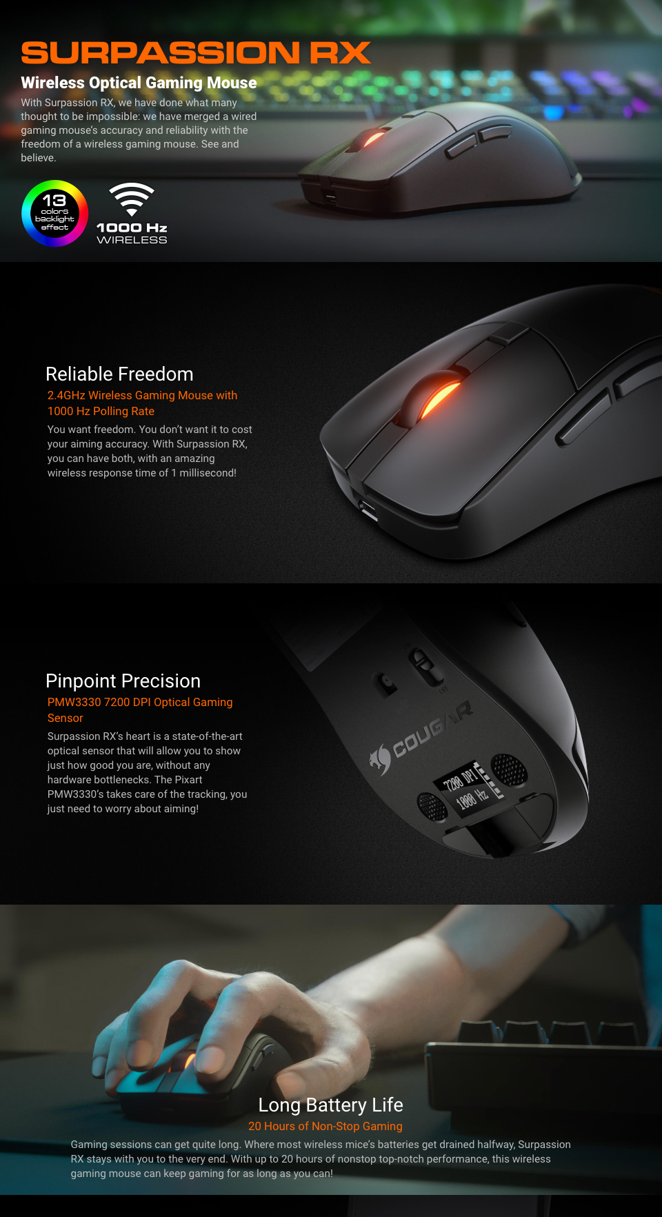 Buy Cougar Surpassion RX Wireless Gaming Mouse Pink [CGR-SURPASSION-RX ...