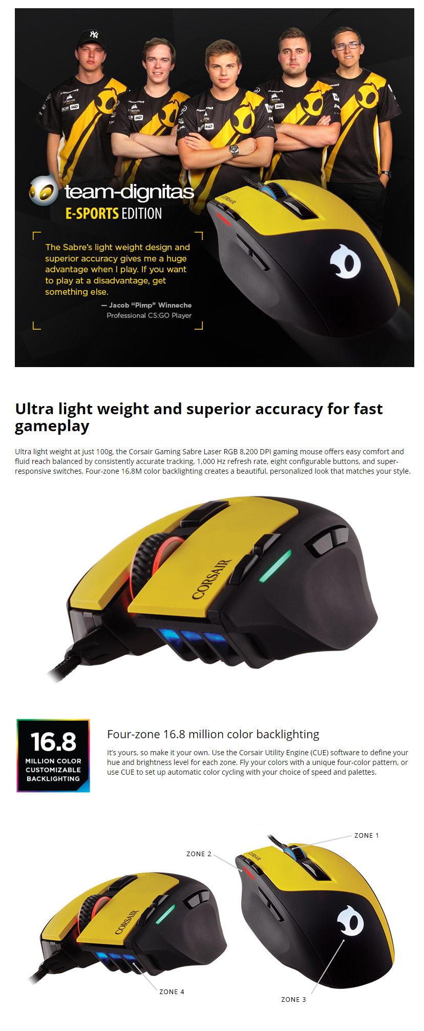Buy Corsair Gaming Sabre RGB Laser Mouse Dignitas Edition [CH-9000225 ...