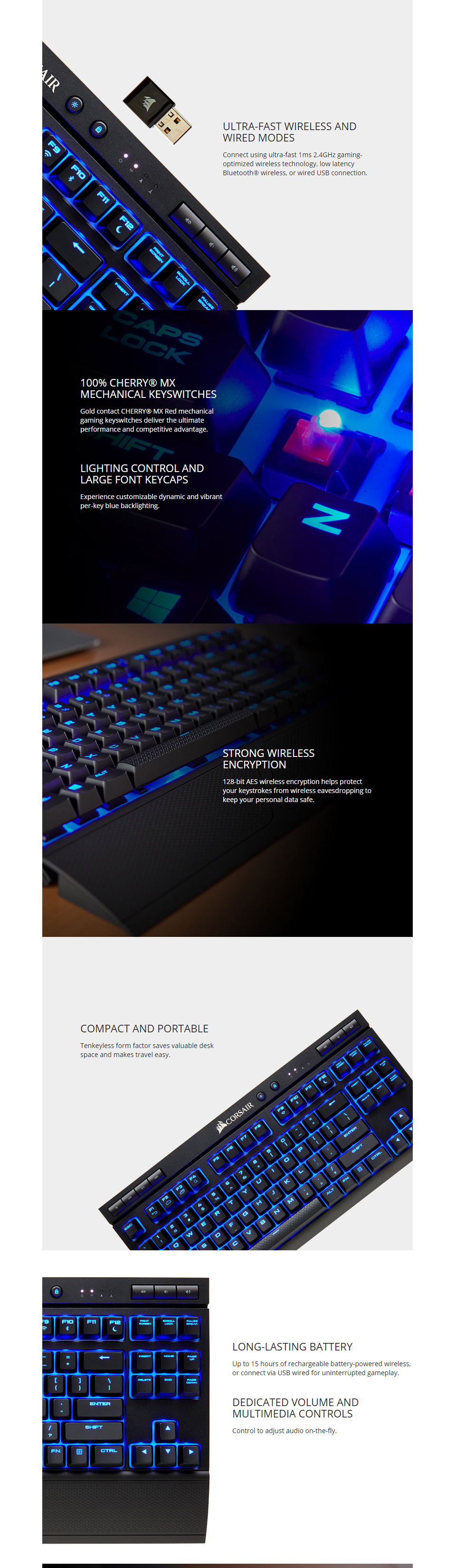 Buy Corsair K63 Wireless Mechanical Keyboard Cherry Red [CH-9145030-NA] | PC Case Gear Australia