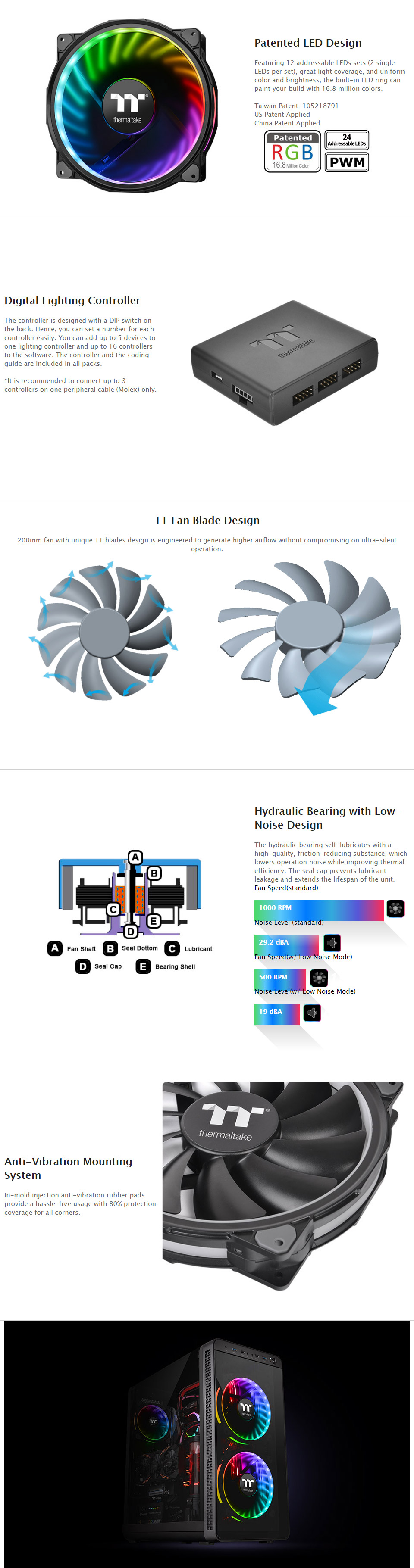 Buy Thermaltake Riing Plus 20 LED RGB 200mm Case Fan [CL-F069-PL20SW-A ...