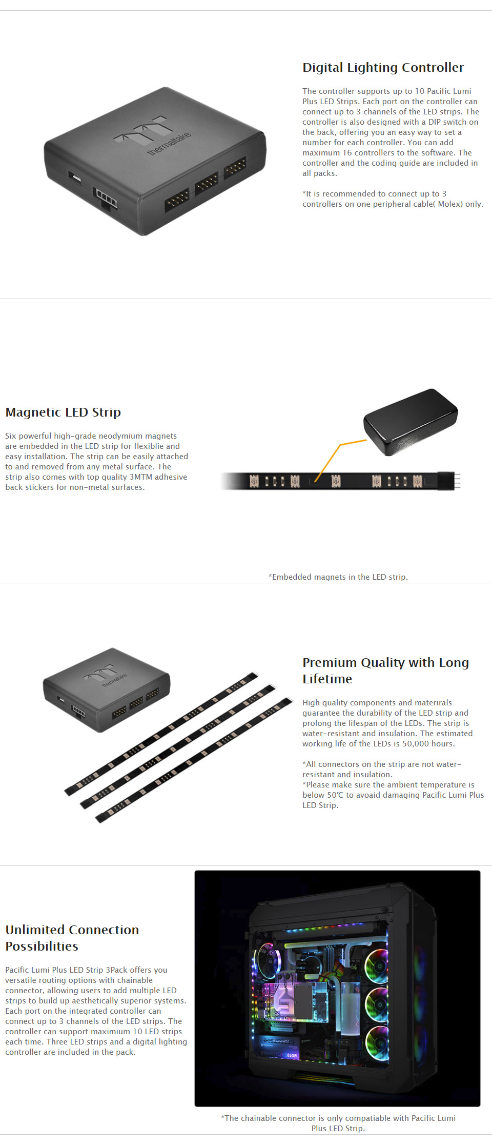 Buy Thermaltake Pacific Lumi Plus LED Strip 3 Pack [CL-O014-PL00SW-A ...