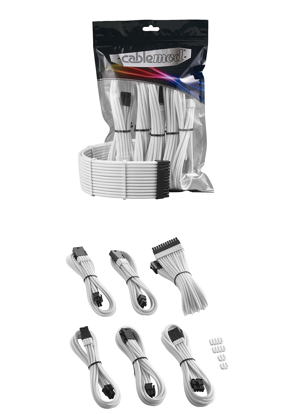 Buy CableMod PRO ModMesh Cable Extension Kit White [CM-PCAB-BKIT-NKW ...