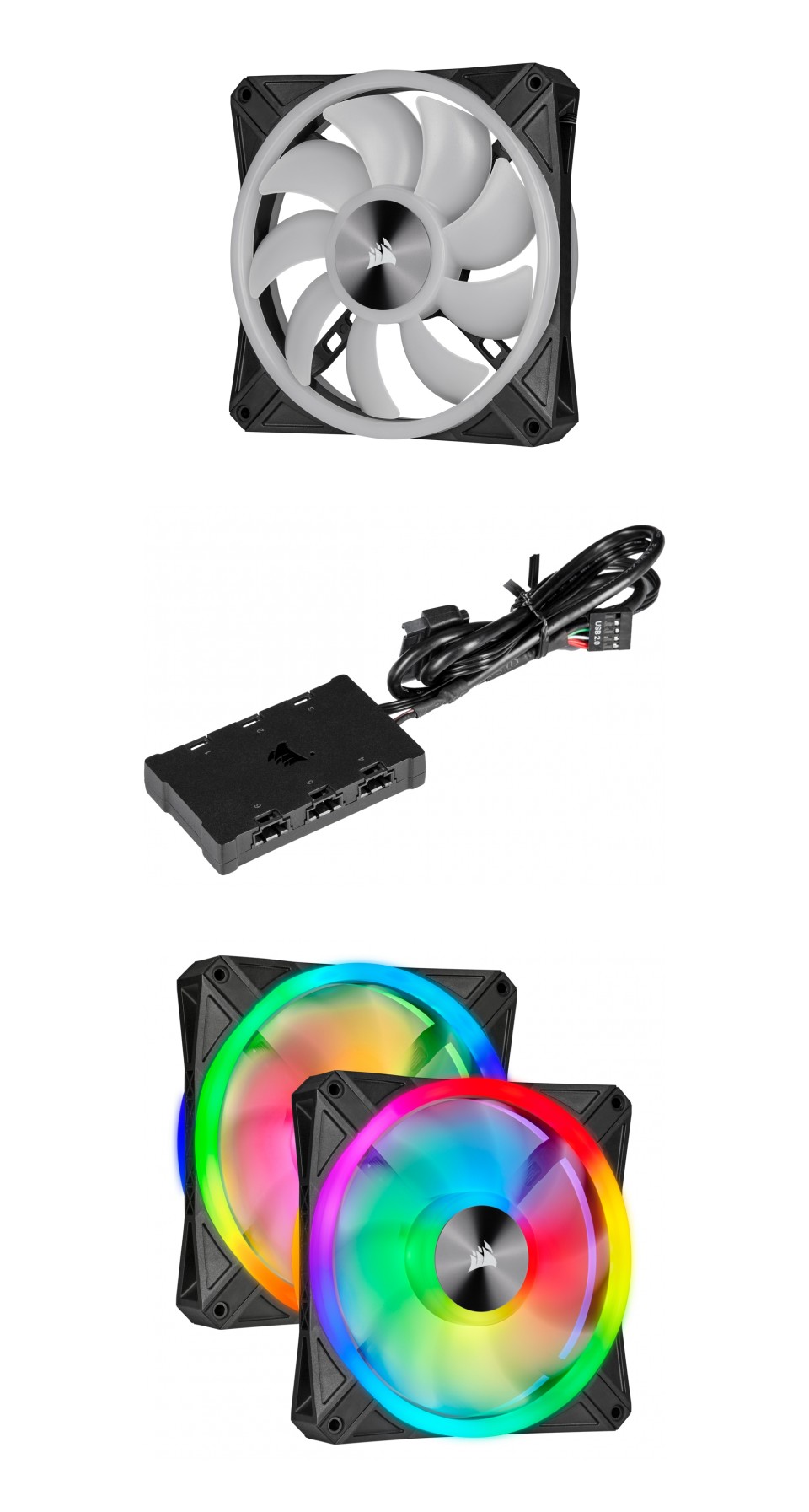 Corsair QL140 ARGB 140mm 2 Pack with Lighting Node Core Black [CO ...