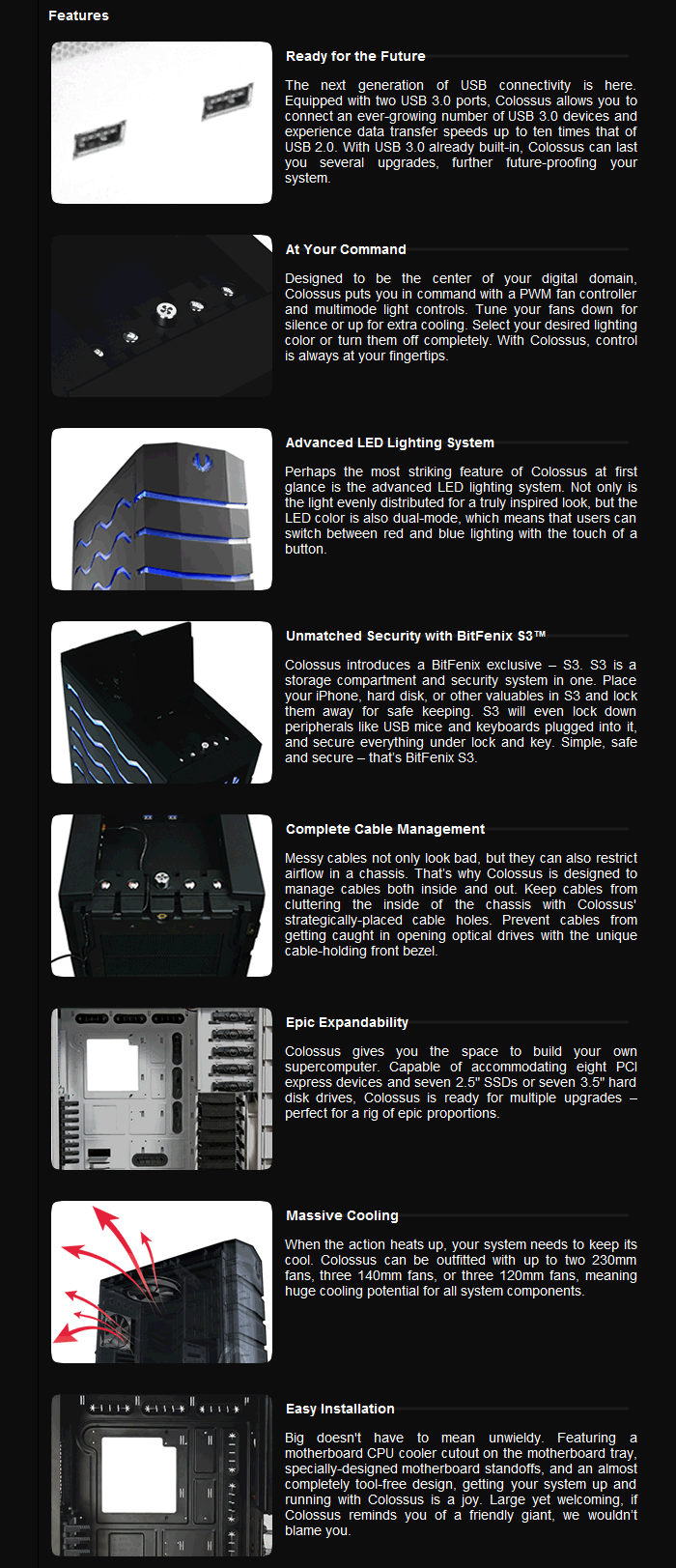 Buy BitFenix Colossus Black Gaming Case [BFC-CLS-600-KKLB1-RP] | PC ...
