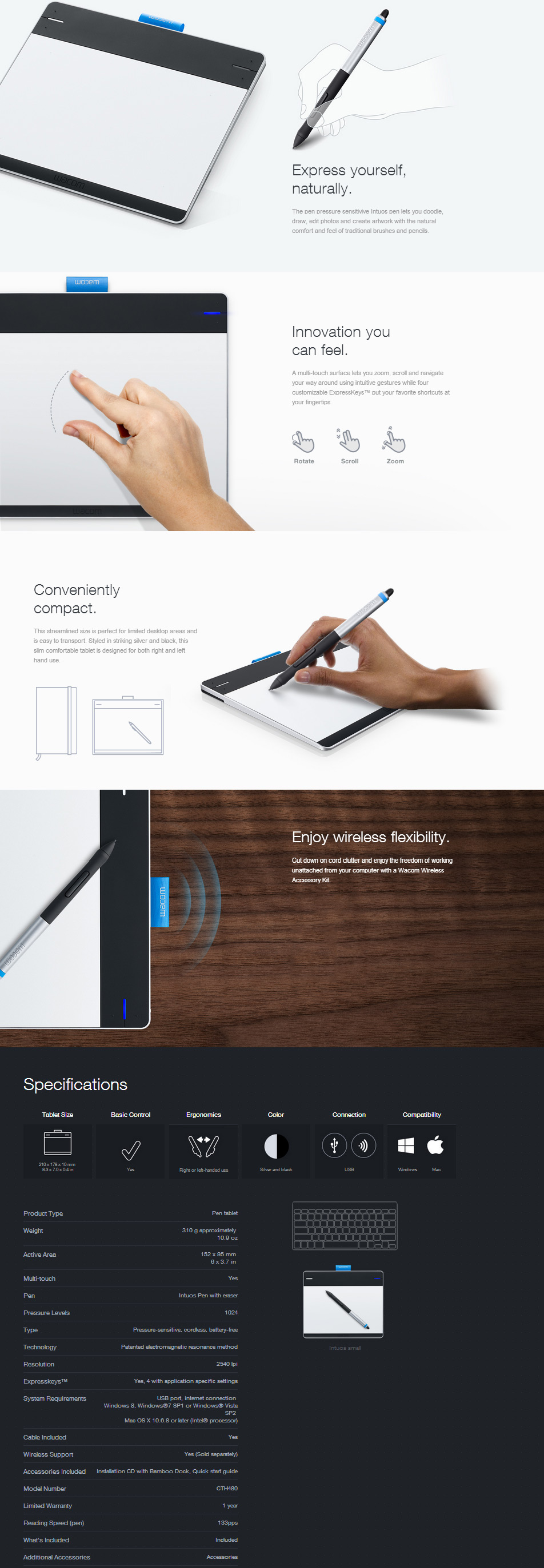 Buy Wacom Intuos Small Pen and Touch [CTH-480/S2-CX] | PC Case Gear ...