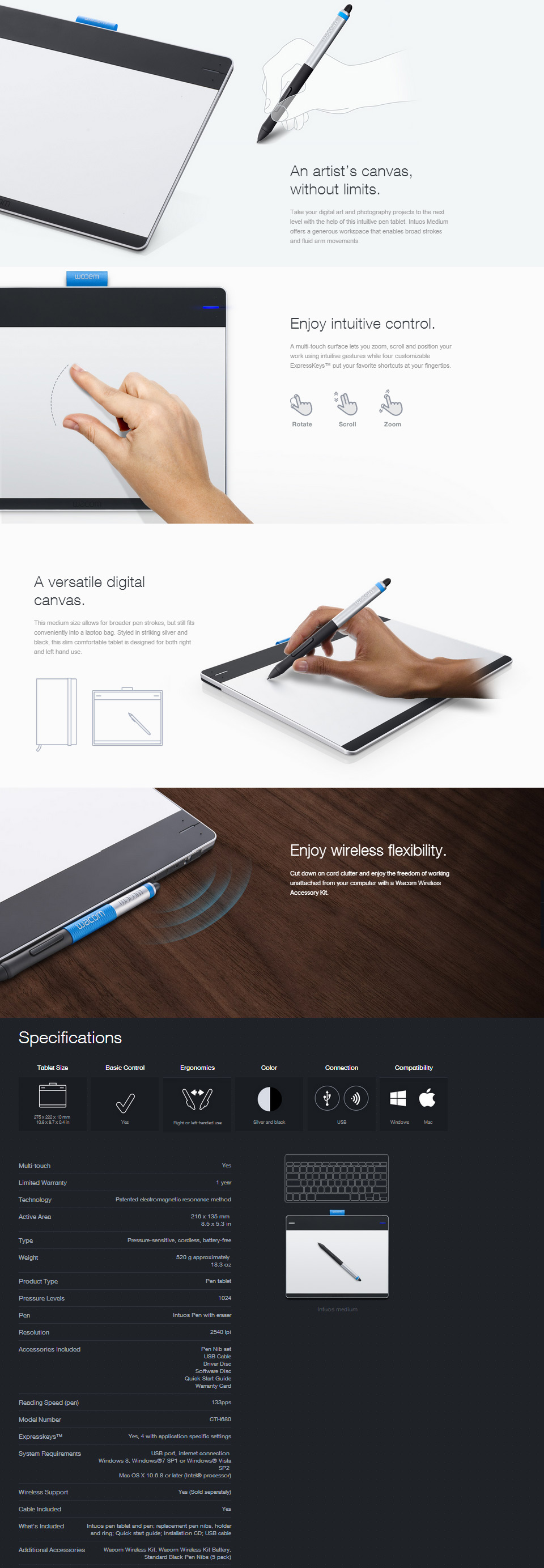 Buy Wacom Intuos Medium Pen and Touch [CTH-680/S2-CX] | PC Case Gear ...